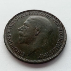 Vintage 1927 one penny British Empire coin George V England ...