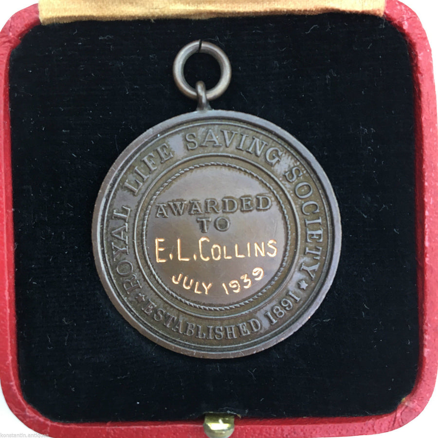 ROYAL LIFE SAVING SOCIETY MEDAL ESTABLISHED 1891 boxed c.1939 ...