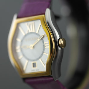 Escada Grace two-tone Swiss watch Croc-embossed purple strap ...